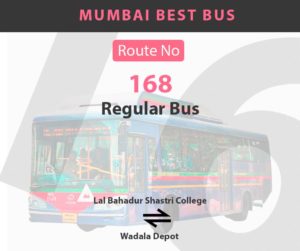 "168" (BEST) Mumbai City Bus Route & Timings, BEST 168 Bus Route Map ...