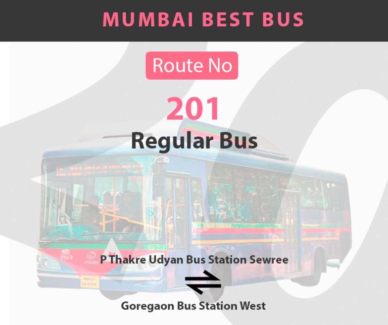"201" (BEST) Mumbai City Bus Route & Timings, BEST 201 Bus Route Map ...