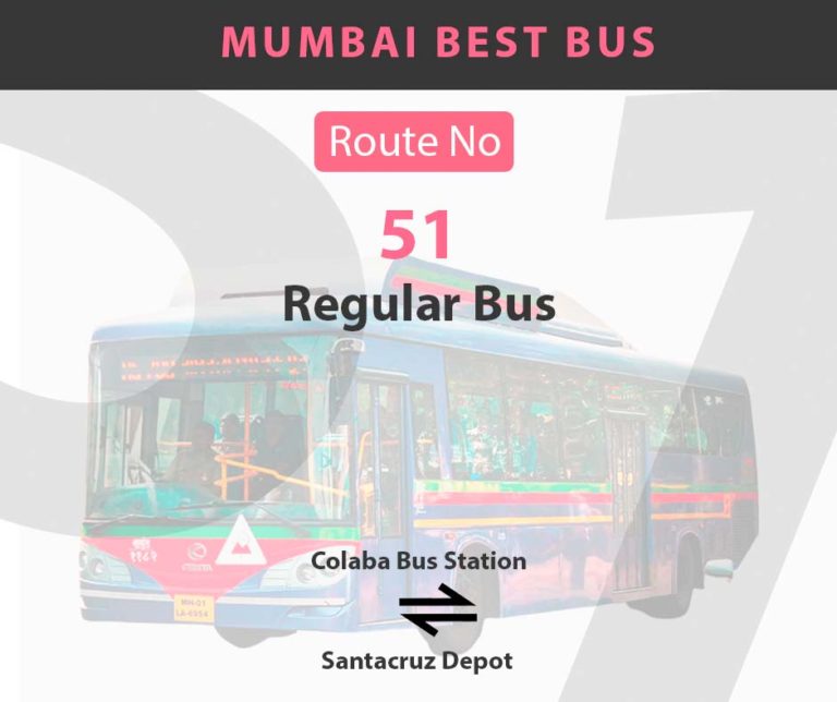 "51" (BEST) Mumbai City Bus Route & Timings, BEST 51 Bus Route Map ...
