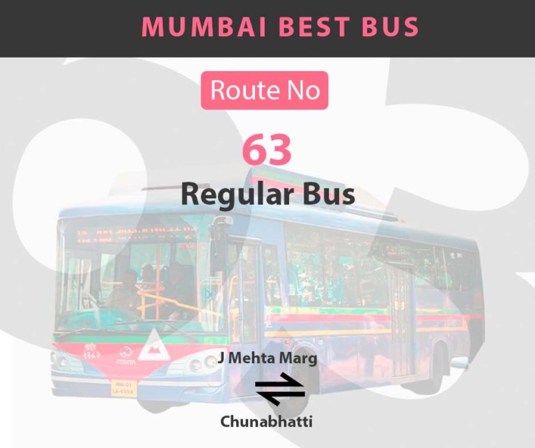 "63" (BEST) Mumbai City Bus Route & Timings, BEST 63 Bus Route Map ...